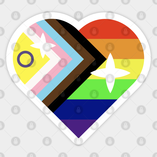 Inclusive Progress Pride Flag Heart - Lgbt - Sticker | TeePublic